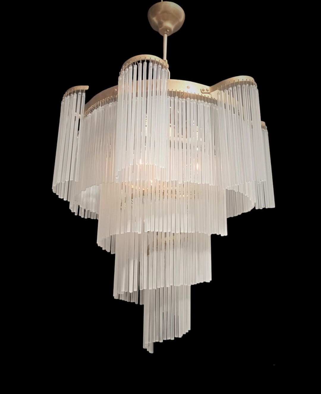 Vintage Art Deco Retro 80s Ceiling Hall Light Murano Milk Glass ...