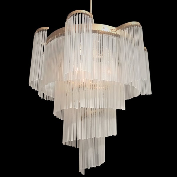 Art Deco Retro 80s Ceiling Hall Light Murano Milk Glass Chandelier - Etsy