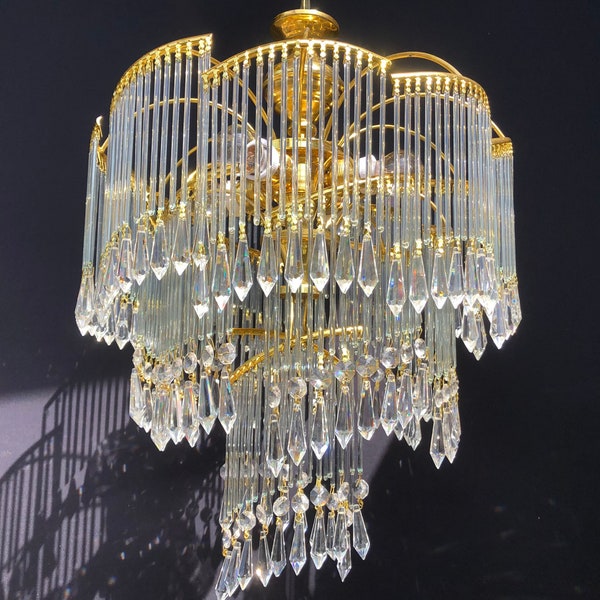 Art Deco Retro 80s Ceiling Hall Light Murano Milk Glass Chandelier - Etsy