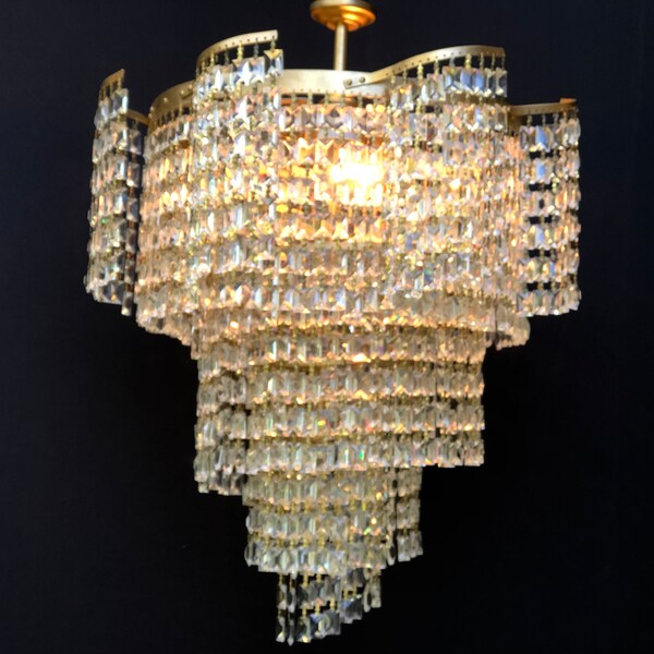 Art Deco Retro 80s Ceiling Hall Light Murano Milk Glass Chandelier - Etsy