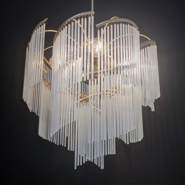 Art Deco Retro 80s Ceiling Hall Light Murano Milk Glass Chandelier - Etsy