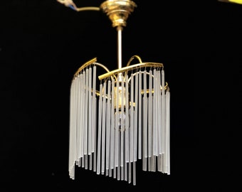 Vintage Art Deco Retro 80s Ceiling Hall Light Murano Milk Glass ...