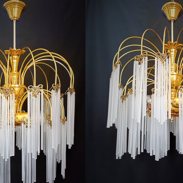 Art Deco Retro 80s Ceiling Hall Light Murano Milk Glass Chandelier - Etsy