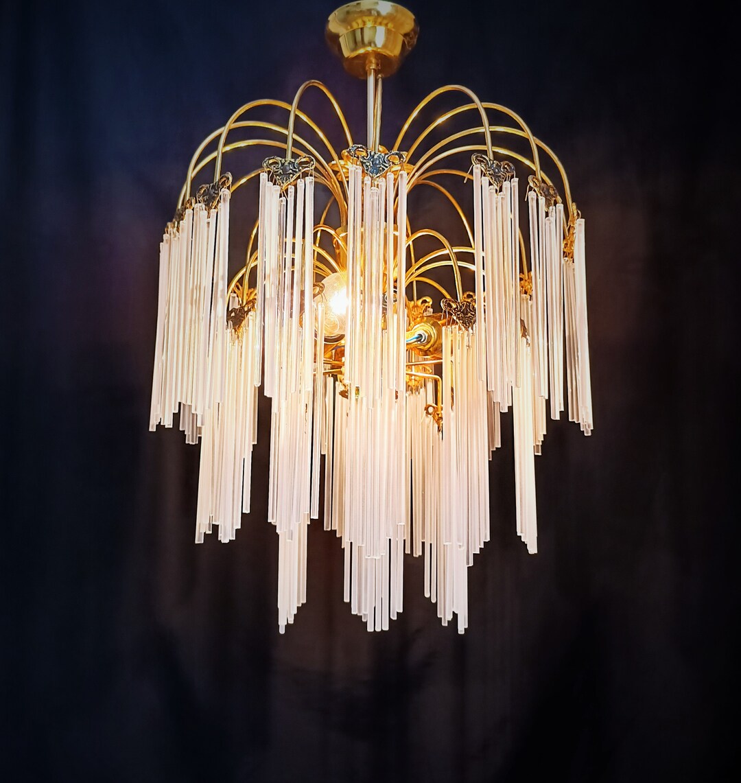 Vintage Art Deco Retro 80s Ceiling Hall Light Murano Milk Glass ...