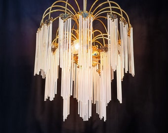 Vintage Art Deco Retro 80s Ceiling Hall Light Murano Milk Glass ...
