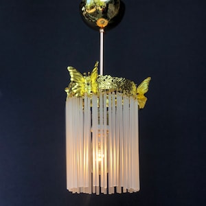 Art Deco Retro 80s Single Ceiling Pendant Light Vintage Milk Glass ...