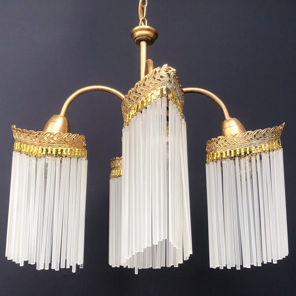 Art Deco Retro 80s Ceiling Hall Light Murano Milk Glass Chandelier - Etsy