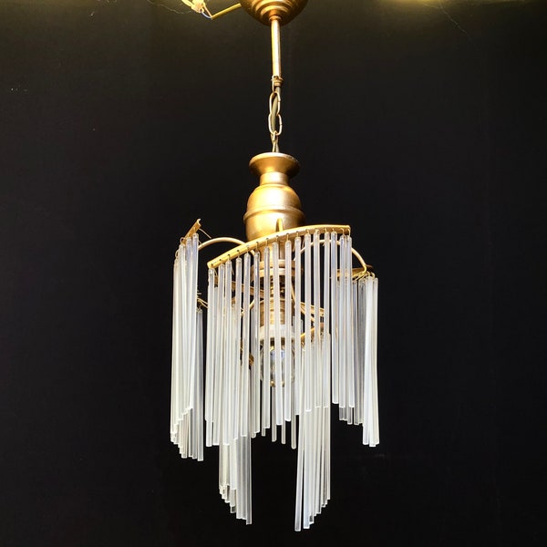 Art Deco Retro 80s Ceiling Hall Light Murano Milk Glass Chandelier - Etsy