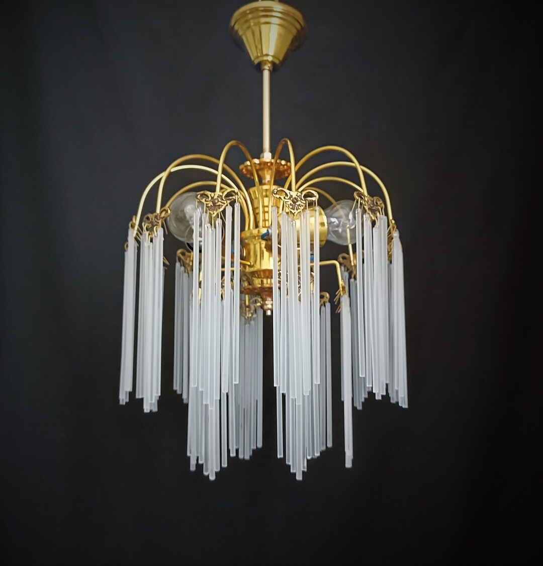 Vintage Art Deco Retro 80s Ceiling Hall Light Murano Milk Glass ...