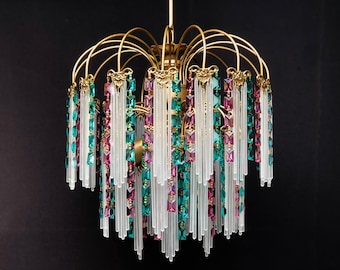 Vintage Art Deco Retro 80s Ceiling Hall Light Murano Milk Glass ...