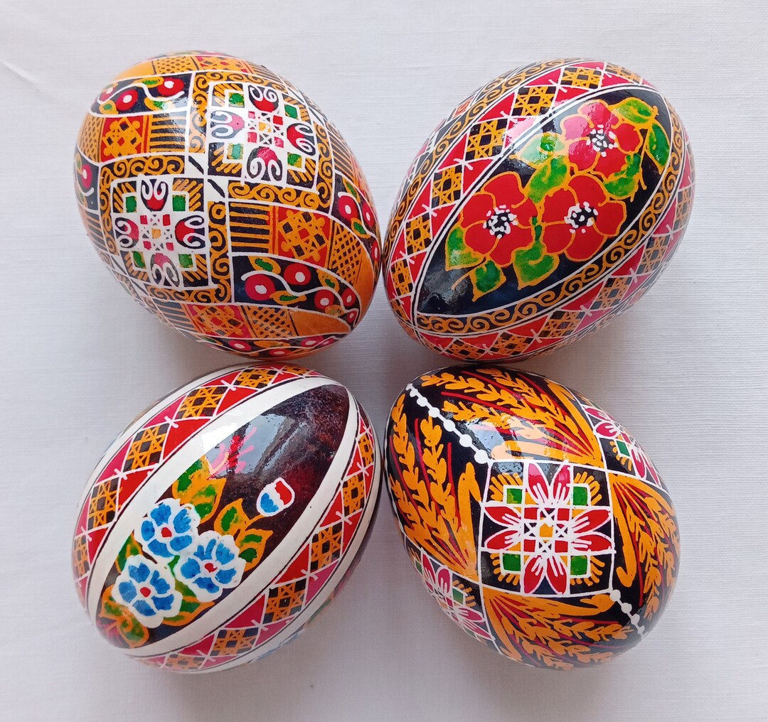Set of 4 Real Ukrainian Hand Painted Pysanky Easter Eggs Ukraine ...
