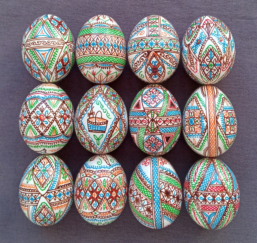 Set of 12 Real Ukrainian Handmade Pysanky Easter Egg Ukraine Osterei ...