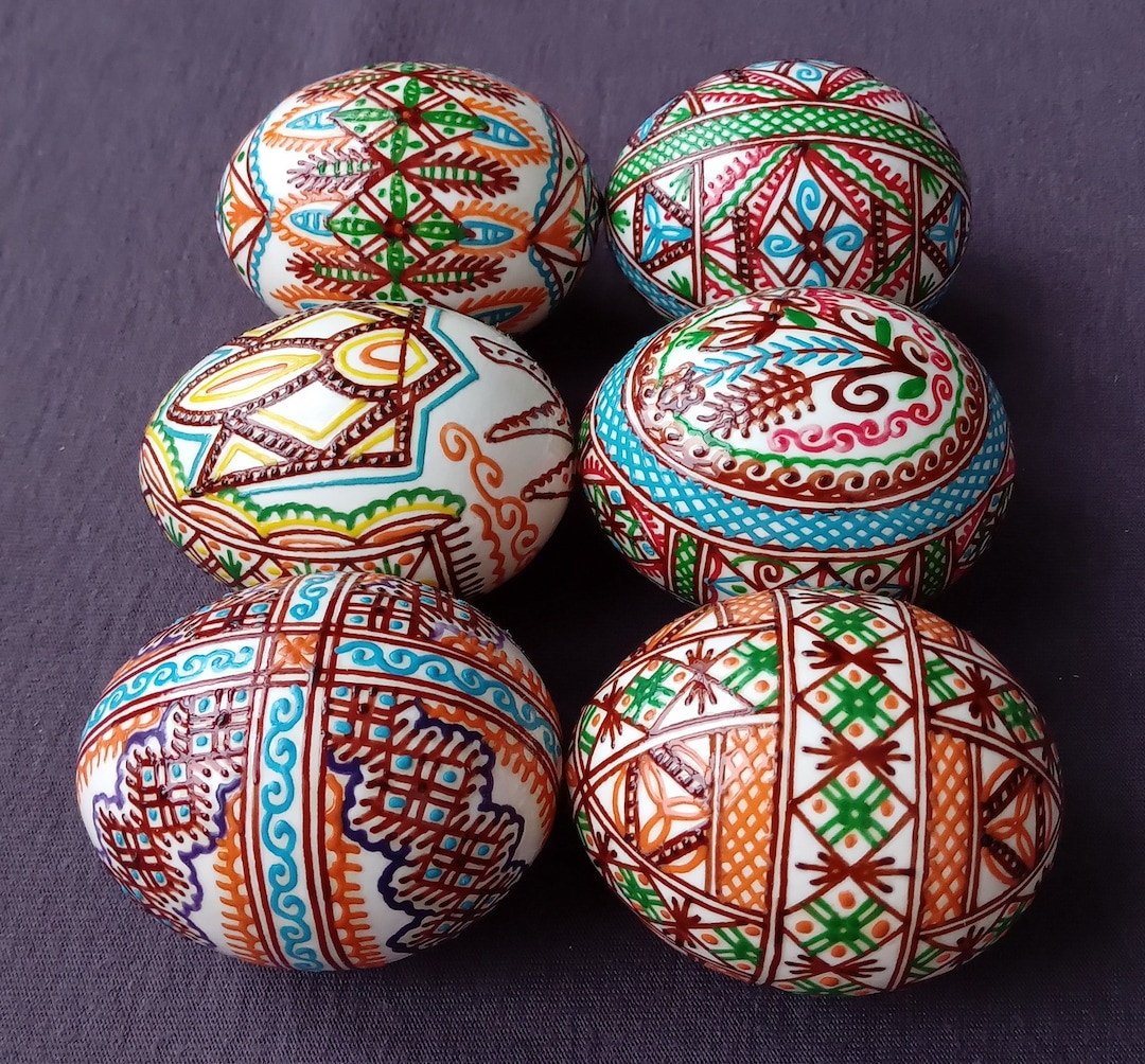 Set of 6 Real Ukrainian Handmade Pysanky Easter Egg Ukraine Osterei ...