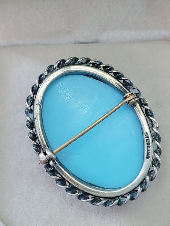 Victorian Era High Relief Blue Glass Paste Cameo Broo… - Gem
