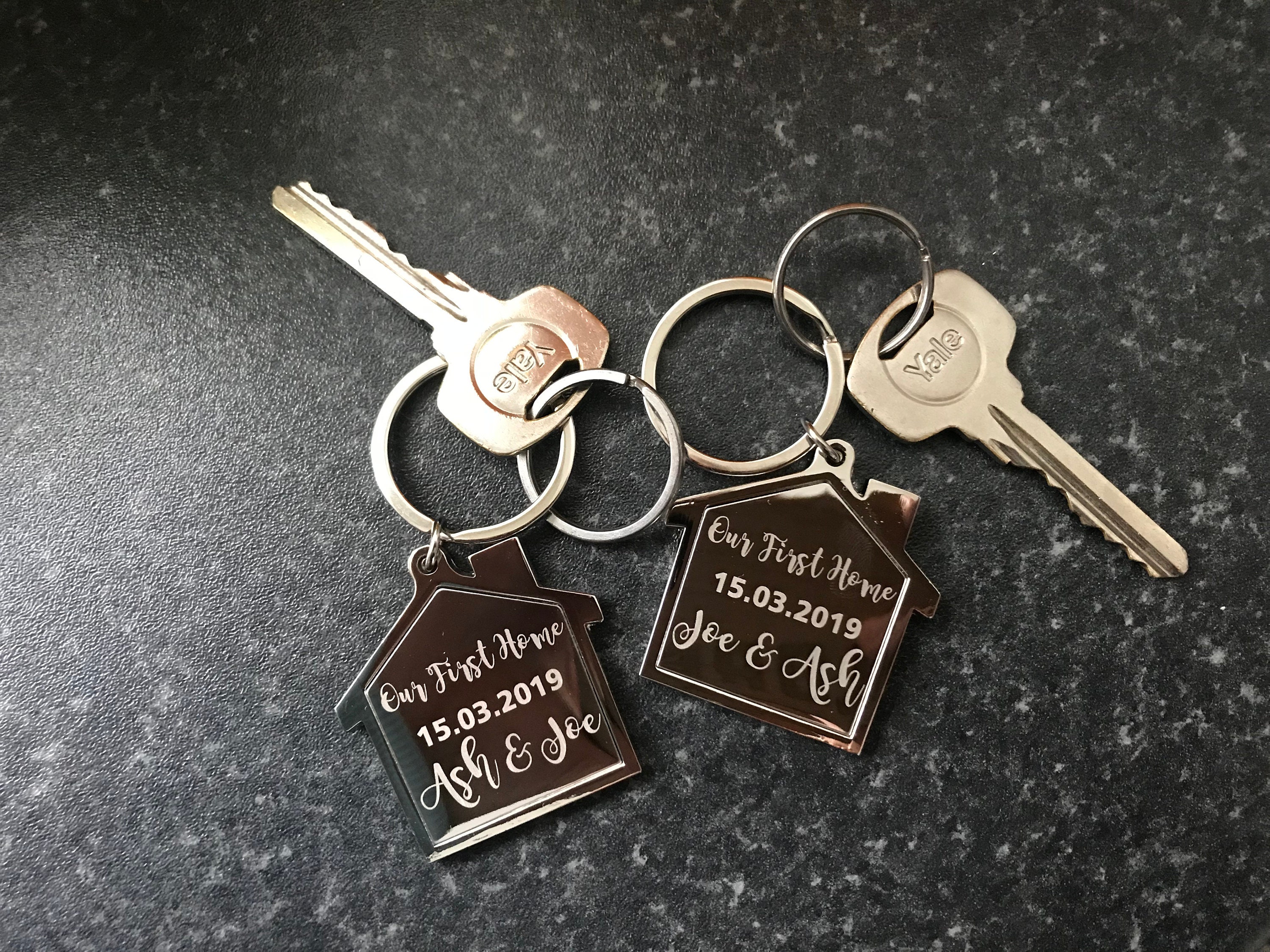 PERSONALISED PAIR of First Home Keyrings Our First Home - Etsy UK