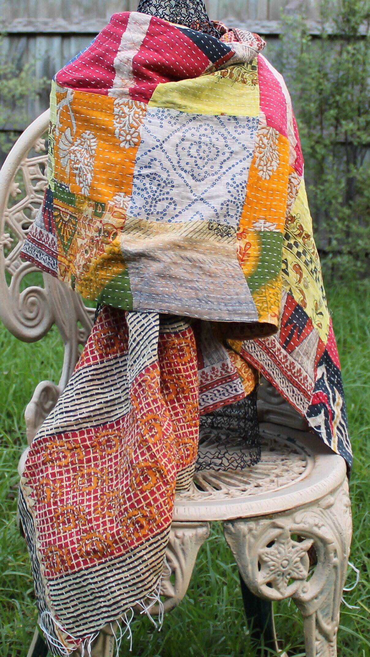 Kantha Cotton Patchwork Scarf Reversible Handmade Neck Wrap - Etsy