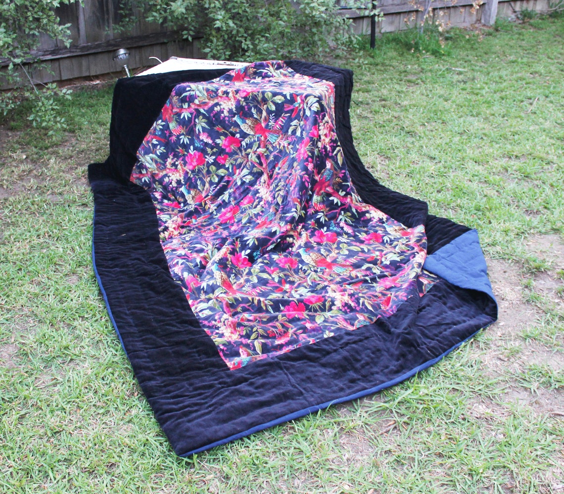 Velvet Quilt Cotton Quilt Patchwork Quilt Handamade Red Velvet | Etsy