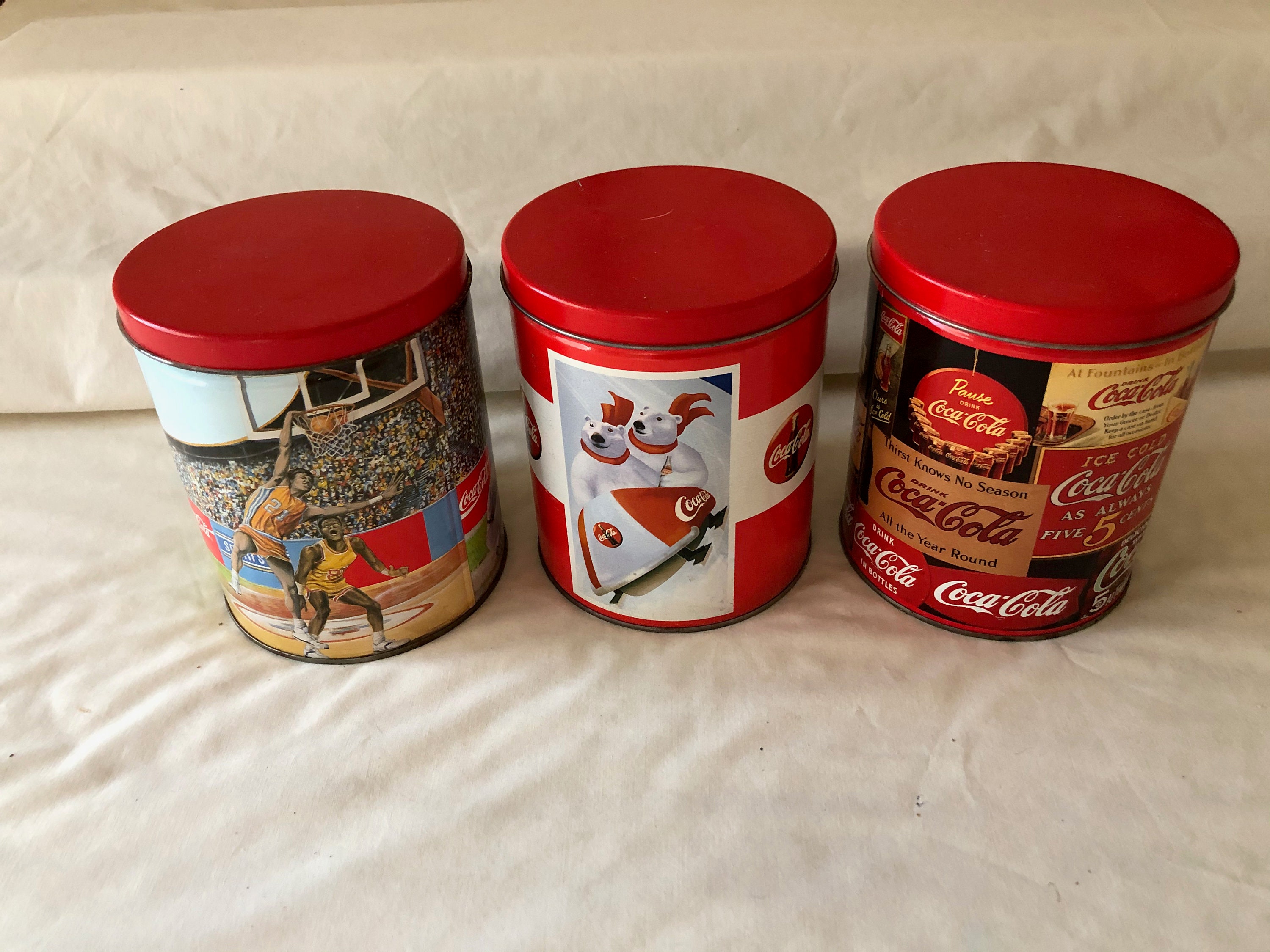 Vintage 1990's Coca Cola Metal Tin Containers | Etsy