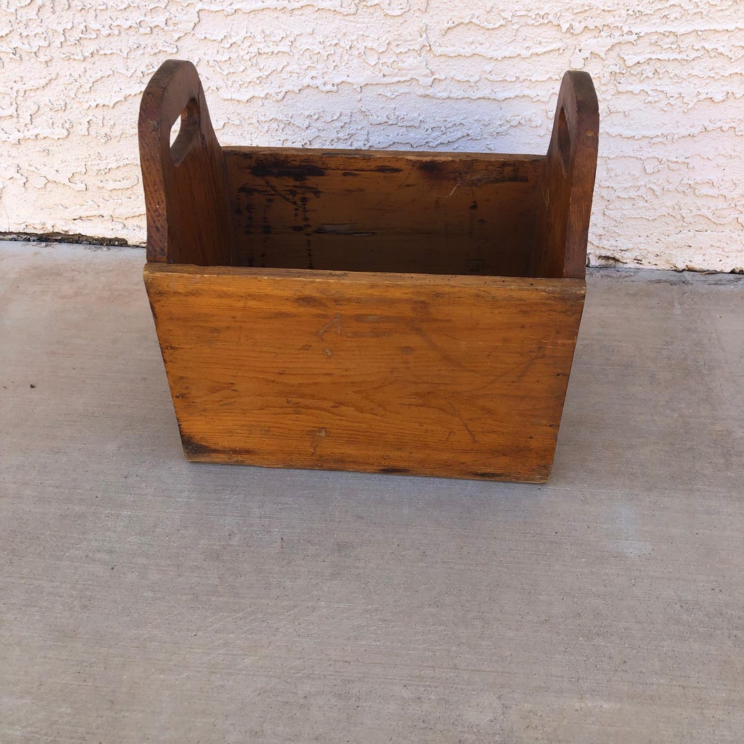 Vintage Rustic Wood Handled Carry-all Box - Etsy