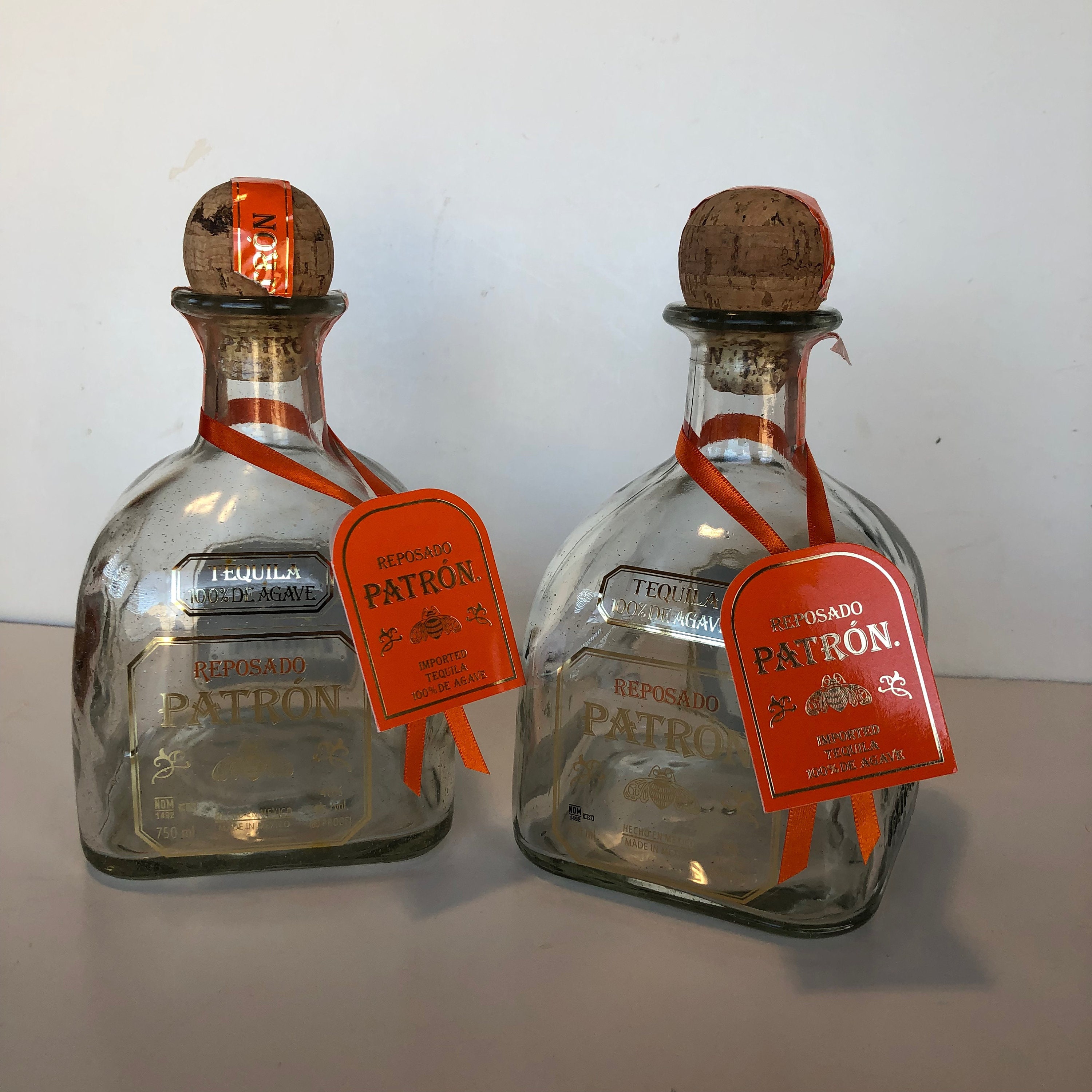 Tequila Patron Reposado Glass Bottles With Tags and Boxes - Etsy
