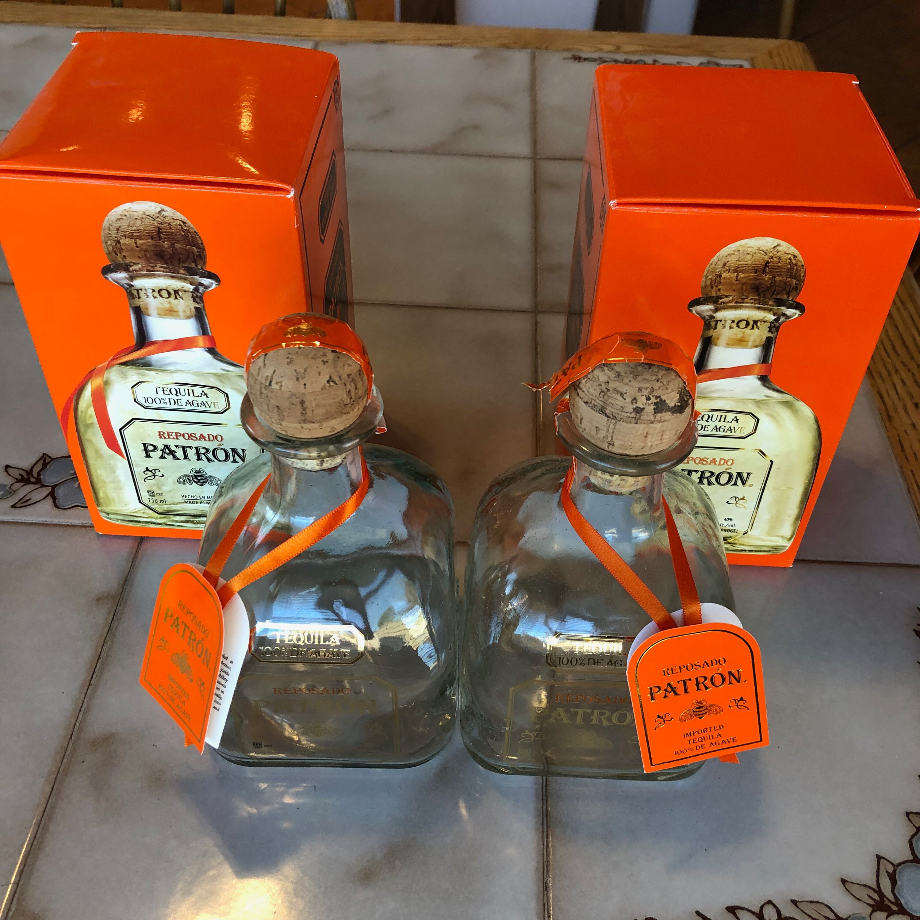 Tequila Patron Reposado Glass Bottles With Tags and Boxes - Etsy