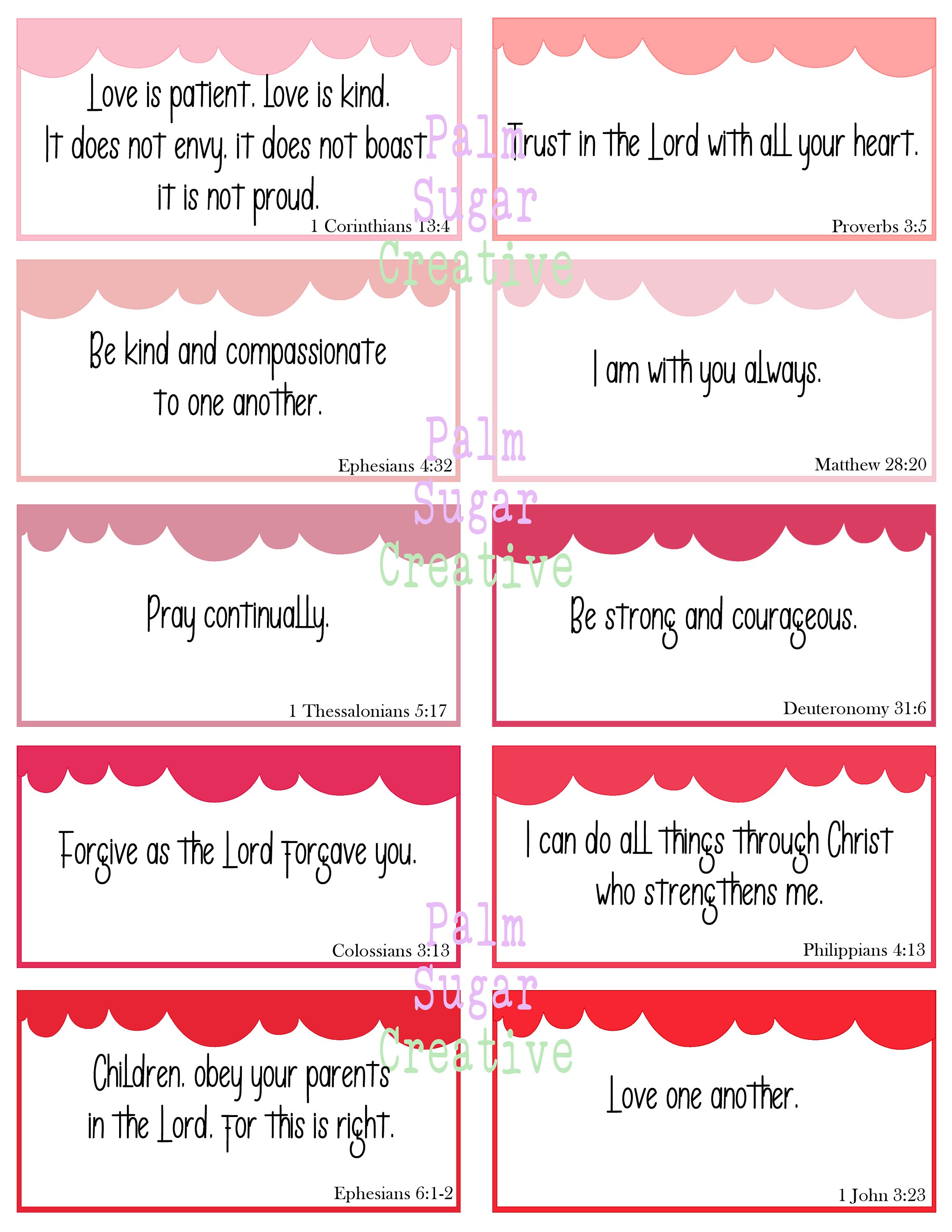 Printable Scripture Memory Cards, Digital Bible Verse Cards for Kids ...