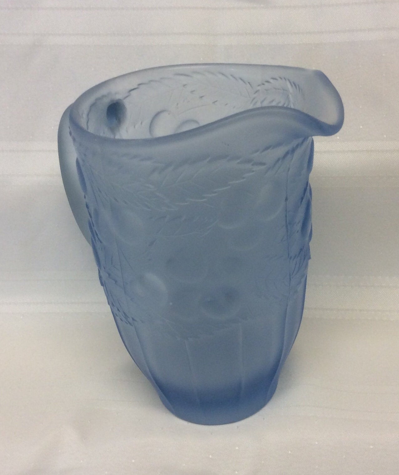 Ice Blue Frosted Satin Glass Pitcher Vintage Blue Glass - Etsy