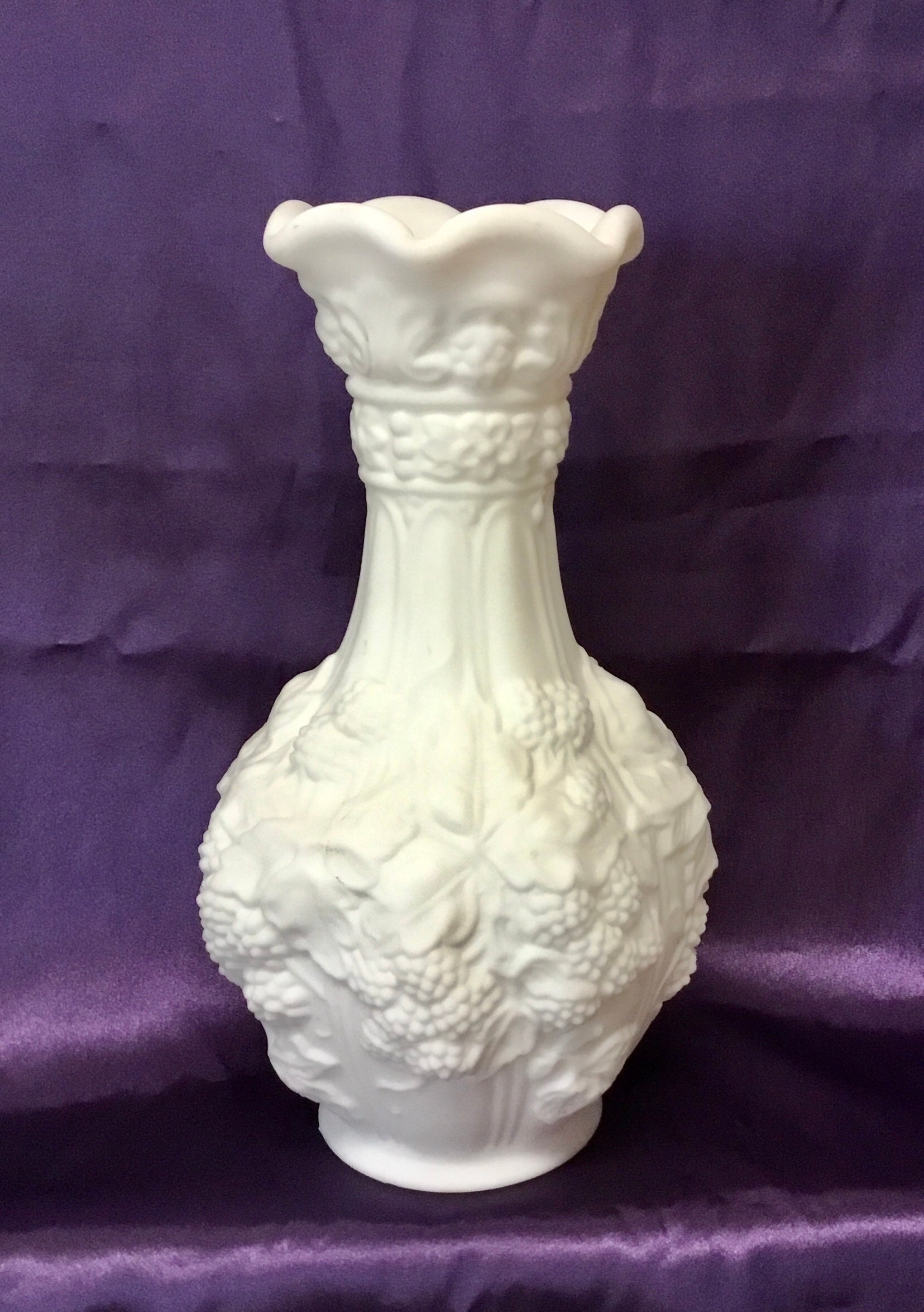 Doeskin Loganberry, Imperial Milk Glass Vase, Frosted Satin ...