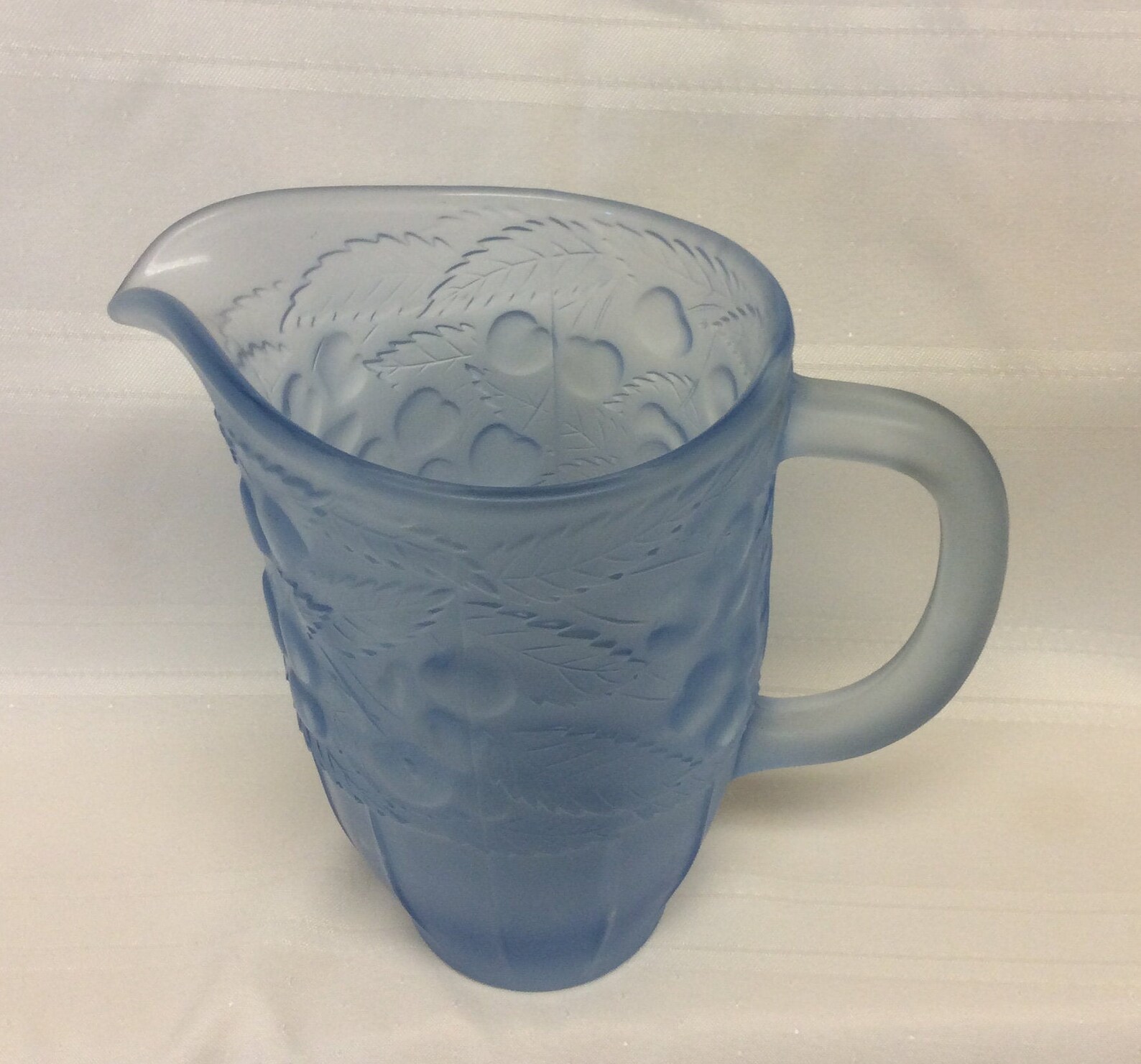 Ice Blue Frosted Satin Glass Pitcher Vintage Blue Glass - Etsy