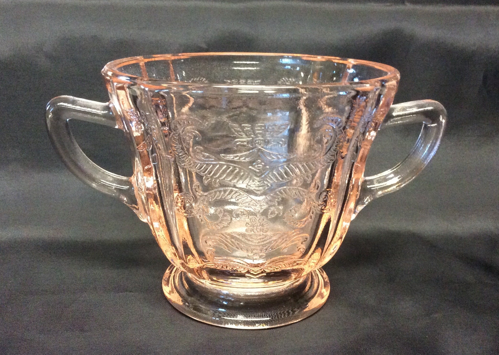 Indiana Glass Pastel Pink Madrid Pattern Creamer and Sugar Set, Vintage ...