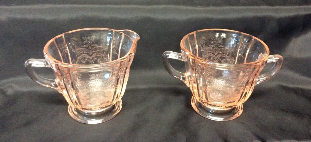 Indiana Glass, Pastel Pink Madrid Pattern Creamer and Sugar Set ...