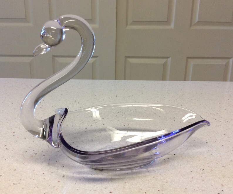 Duncan Miller Glass Swan Shaped Lavender/purple Tinted Candy - Etsy