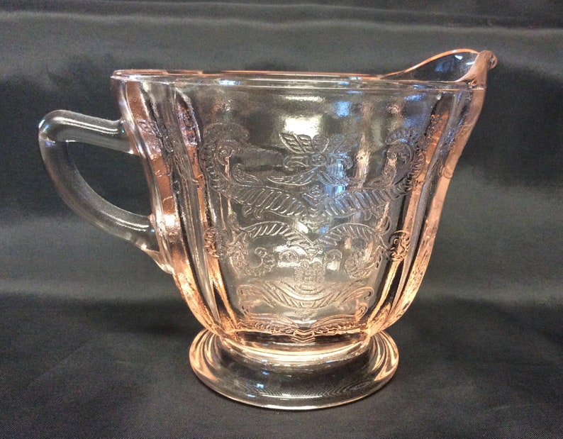 Indiana Glass Pastel Pink Madrid Pattern Creamer and Sugar Set, Vintage ...
