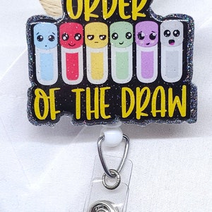 Order of the Draw Badge Reel, Lab Tech Badge Reel, Glitter Badge Reel ...
