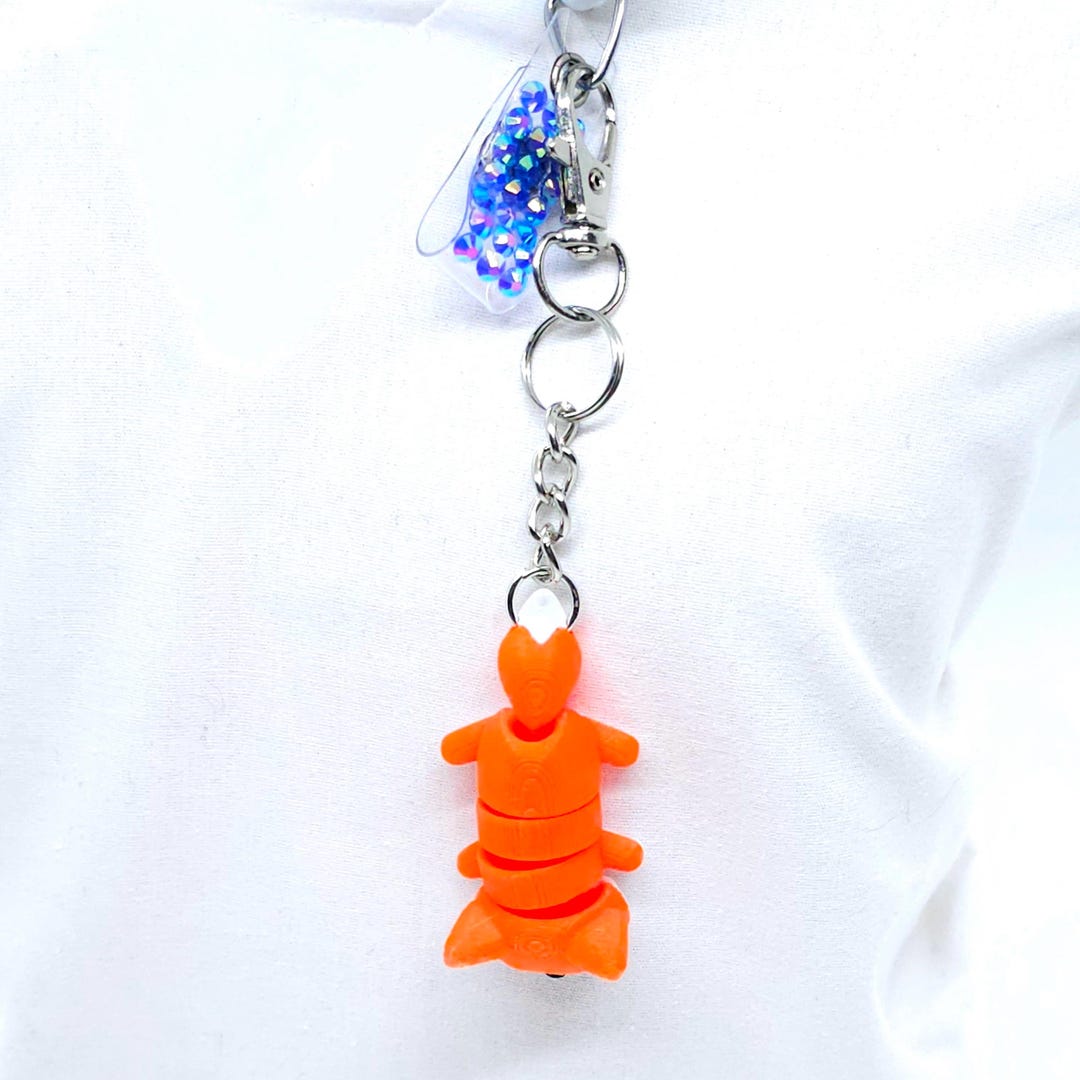 3D Printed Fox Badge Reel Charm | Orange and White Flexi Fidget Charm ...