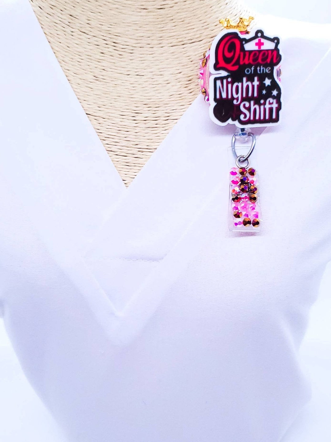 Queen of Night Shift Badge Reel: Bling Nurse ID Holder - Etsy