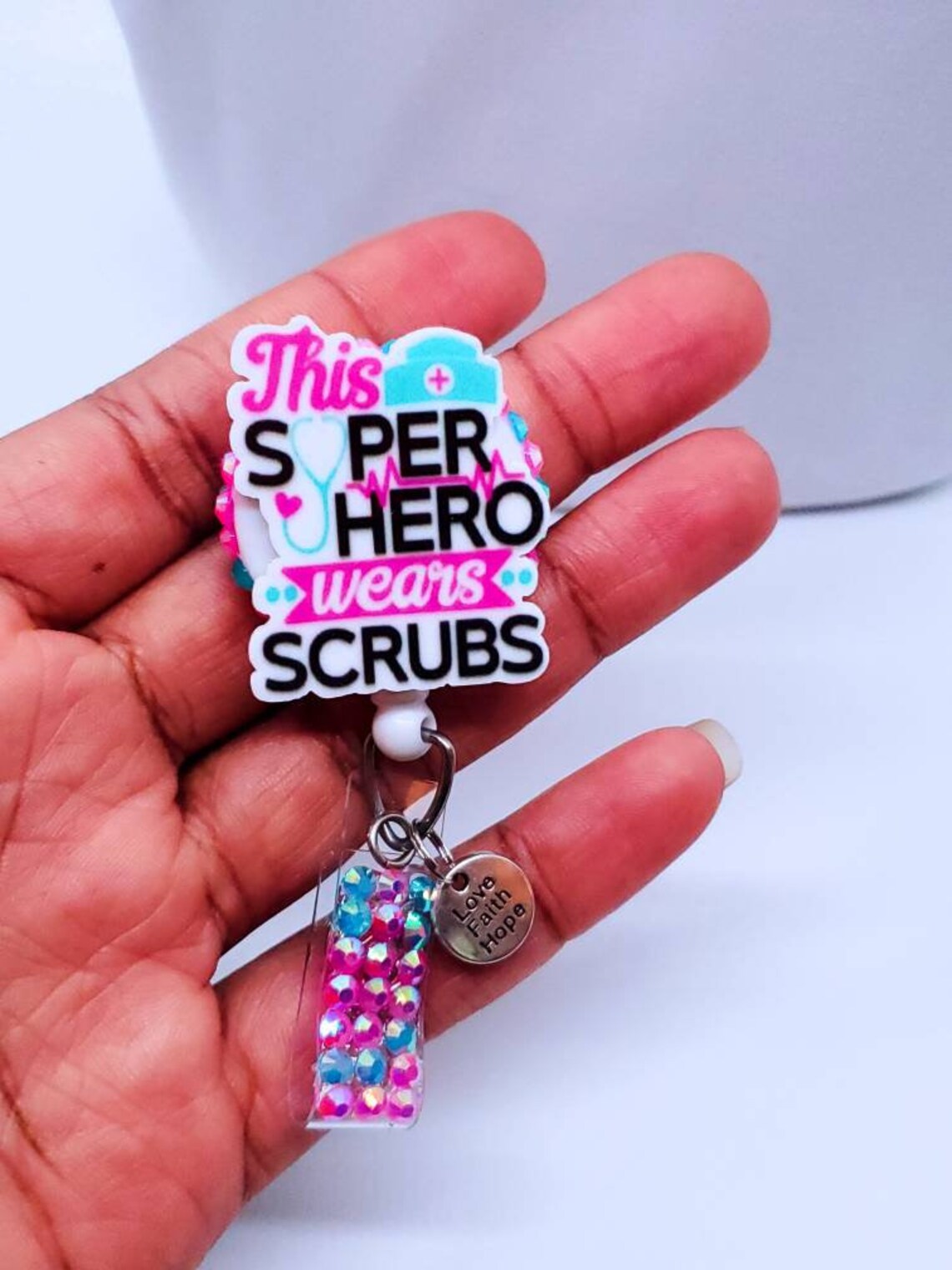 Superhero in Scrubs Badge Reel - Retractable ID Holder - Etsy