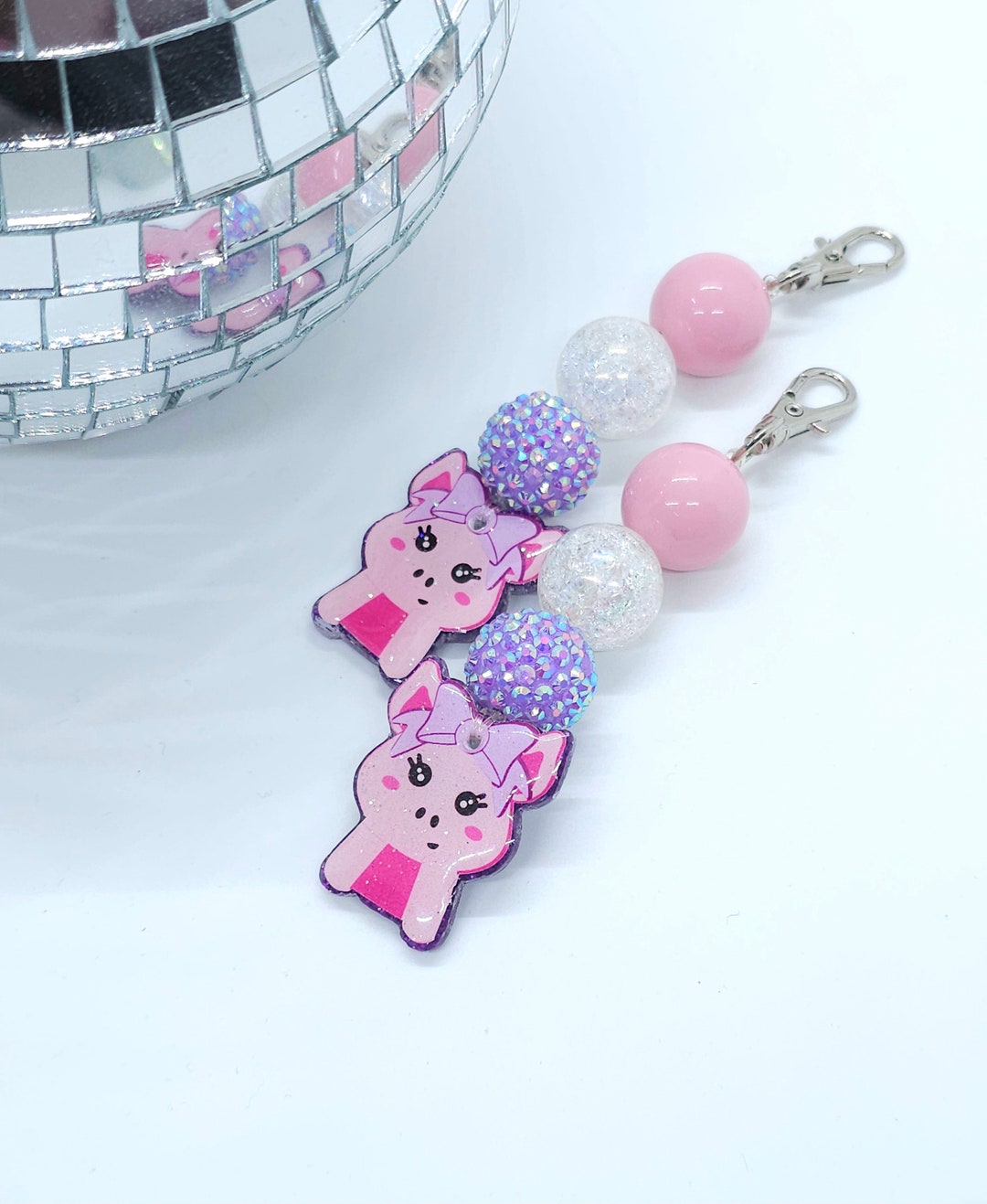 Pink Pig Gumball Bead Keychain: Adorable Kawaii Charm - Etsy