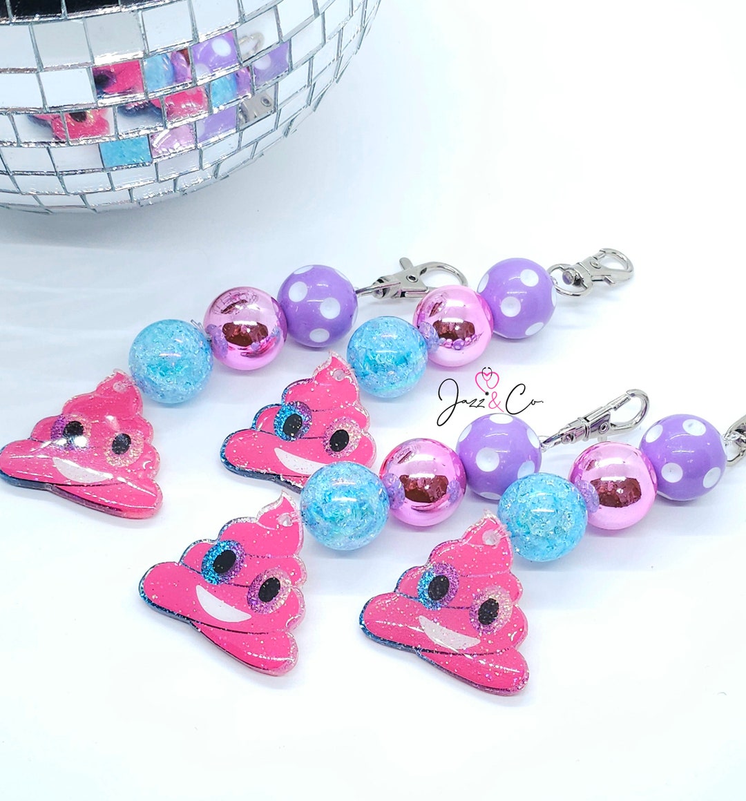 Rainbow Glitter Poop Emoji Keychain: Quirky Nursing Humor Gift - Etsy