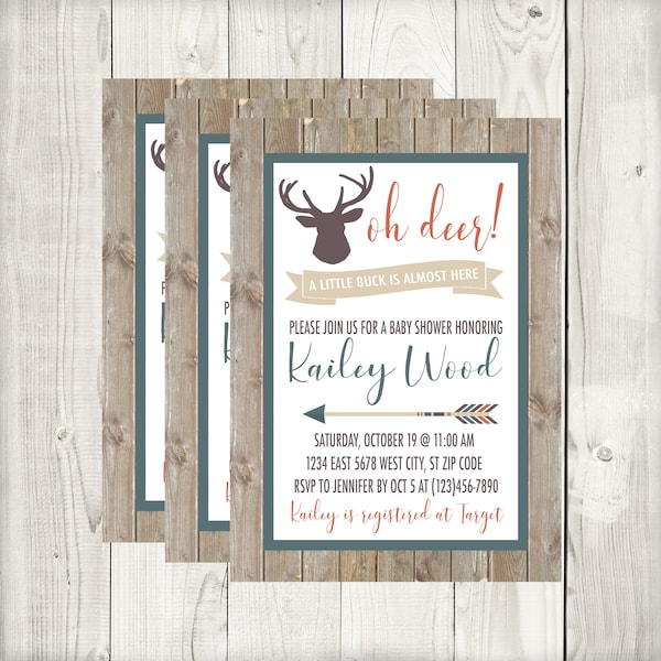 Oh Deer a Little Buck is Almost Here Baby Shower Invitations - Etsy