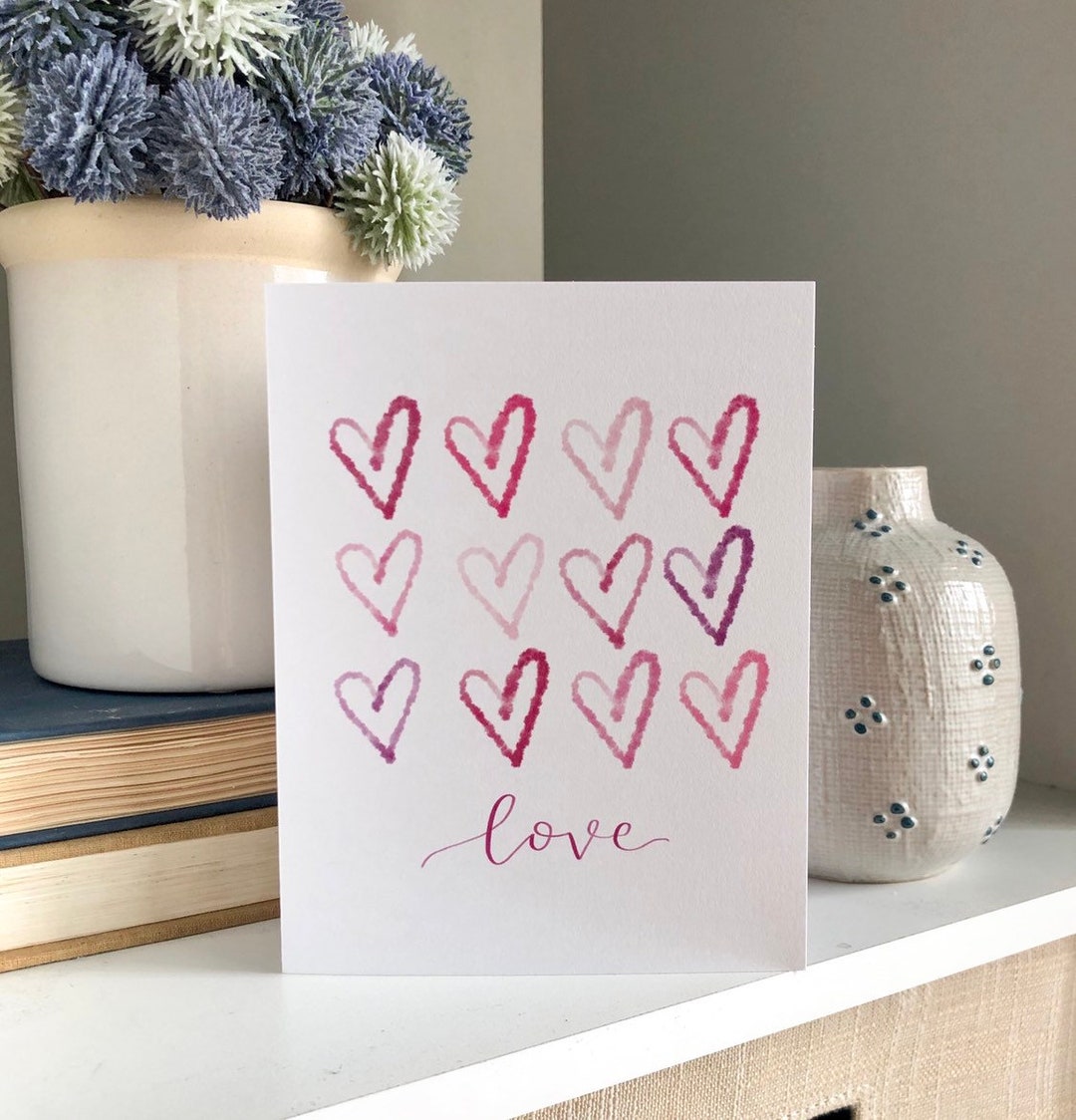 Watercolor Heart Card - Etsy
