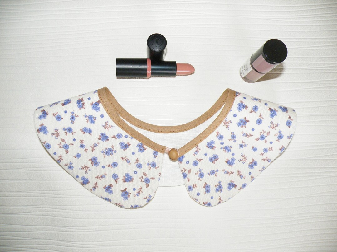 Removable Peter Pan Collar, Linen Collar, Linen Flowers Print Collar ...