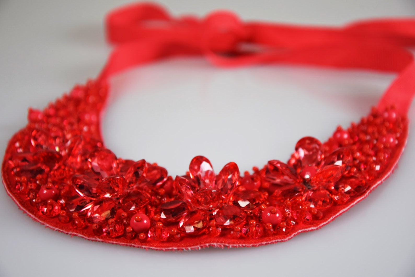 Detachable Beaded Red Collar Women Handmade Beaded Collar - Etsy