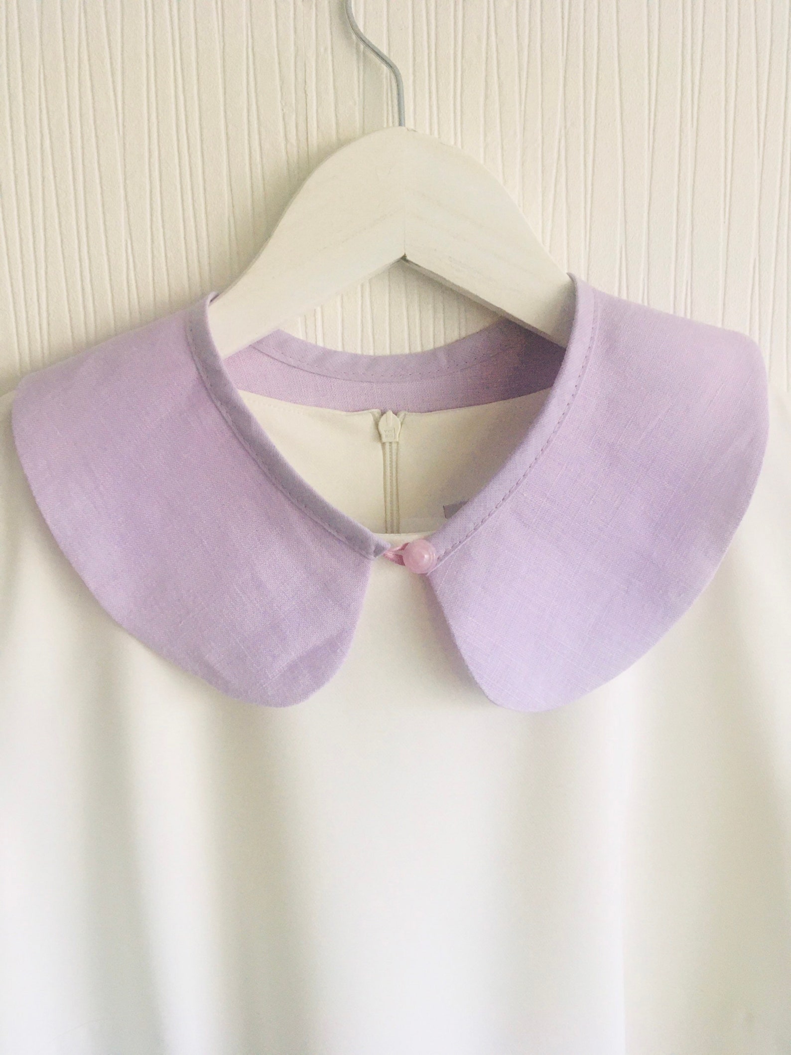Removable Violet Collar, Purple Linen Collar, Pastel Violet Linen Peter ...