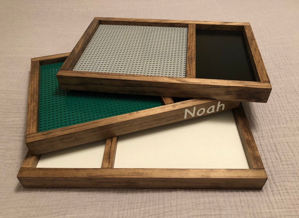 Personalized Building Blocks Tray with Side Compartment and | Etsy