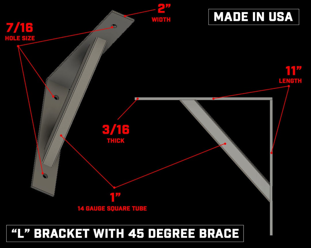 Bracket L Shaped With 45 Degree Brace - Etsy