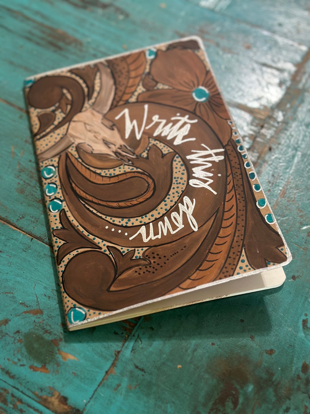 Handpainted Kraft Journal, Western Floral Design, 8x5 Notebook - Etsy