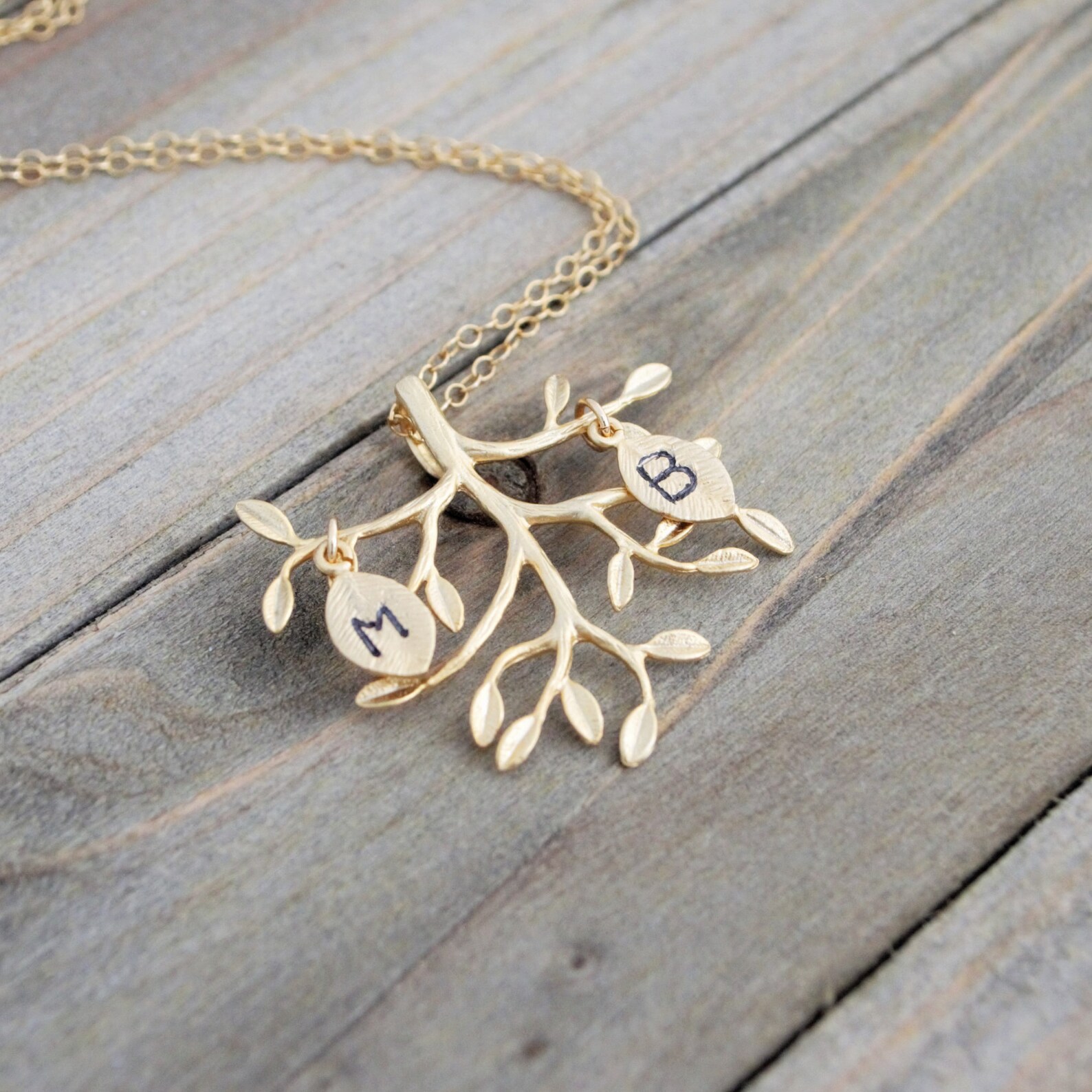 Personalized Gold Family Tree Necklace With Custom Initial Etsy Personalized Gold Family Tree Necklace With Custom Initial Etsy