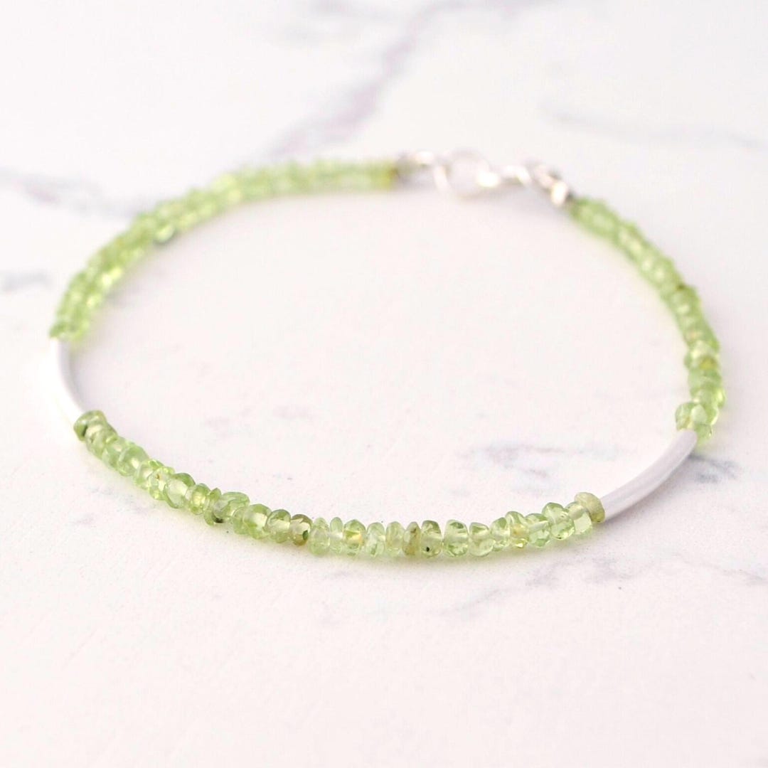 Peridot Beaded Bracelet: August Birthstone Jewelry, Gold-filled or ...