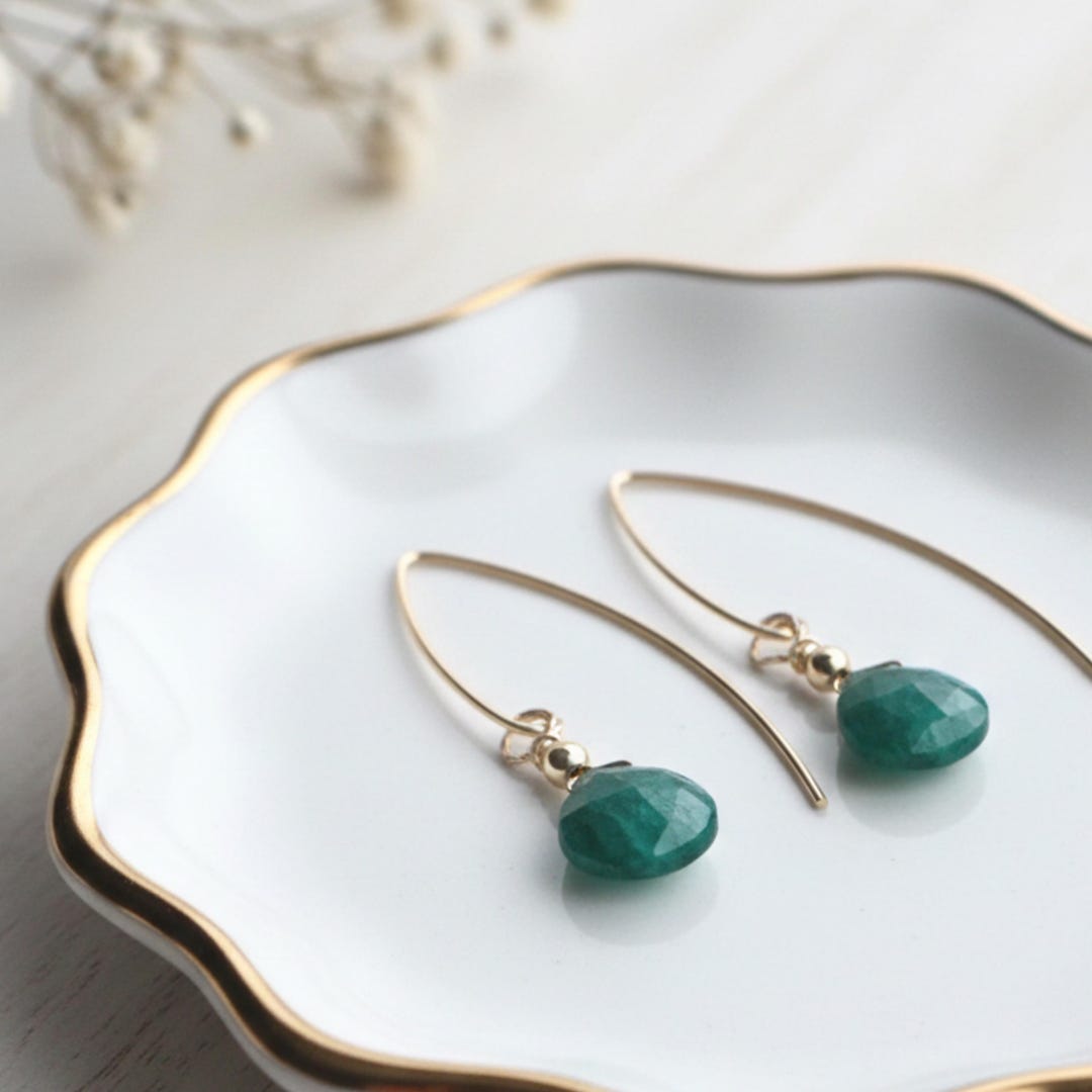 Emerald Marquis Drop Earrings, May Birthstone Jewelry, Gold-filled or ...
